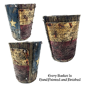 Urbalabs Rustic Texas Flag Distressed Western Rustic Bathroom Trash Can Office Waste Basket Country Decor Rustic Office Garbage Can Cowboy Gun Decor Bathroom Decor Man Cave Western Waste