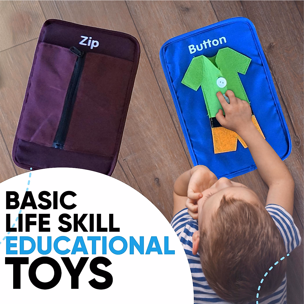 SENSORY4U Learning to Dress Busy Board Cards - Fine Motor Skills for Early Education Kids to Help Learn Basic Life Skills