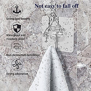 KAKAMINA 100 Pack Adhesive Hooks Wall Hooks 24lb(Max) Heavy Duty Self Adhesive Hooks,Transparent Reusable Adhesive Wall Hooks for Hanging for Kitchens, Bathroom, Office