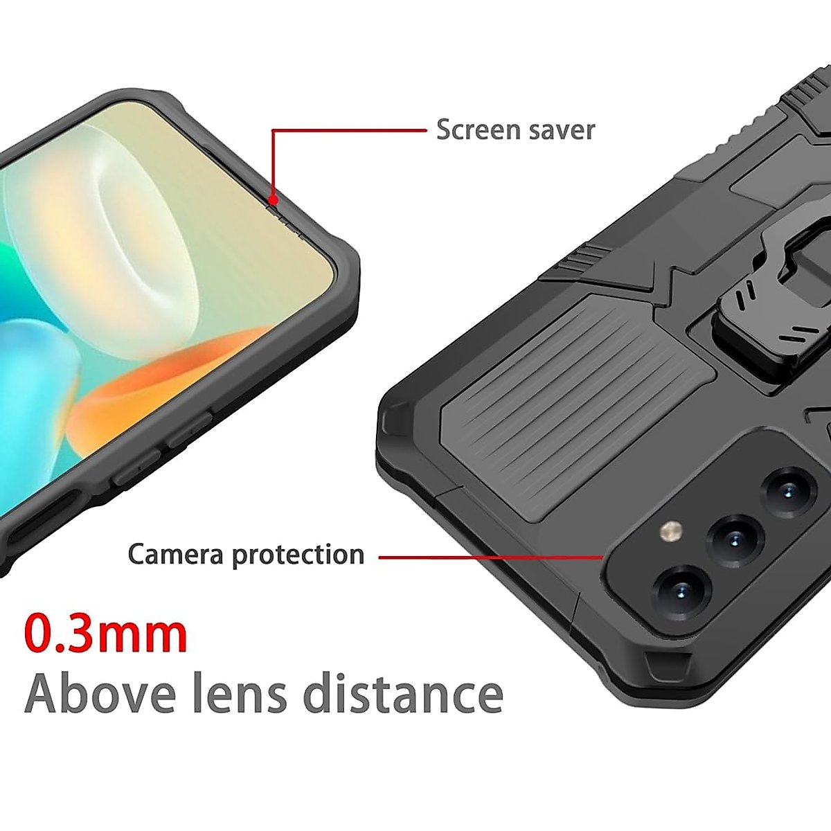 Compatible with Oppo Reno2 F Case,Built-in Kickstand Shockproof Protective Cover,Compatible with Oppo Reno2 F Case 2 in 1 Phone Case Cover Gray