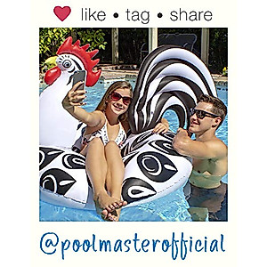 Poolmaster Rooster Inflatable Swimming Pool Party Float (48 Inch), Black/White/Red