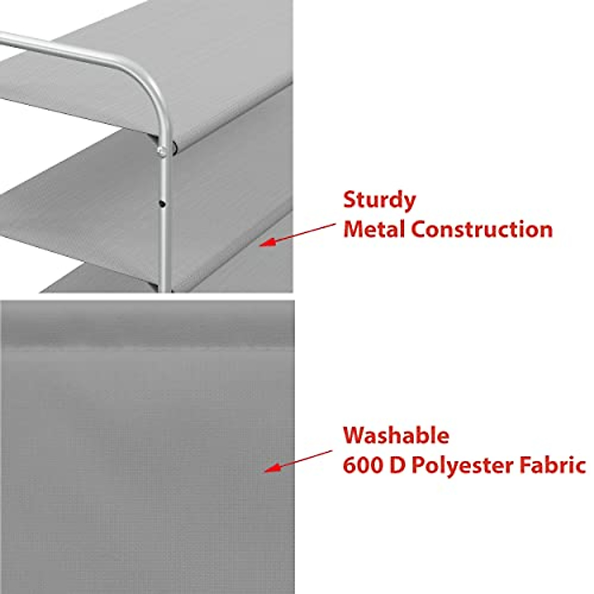 Simple Houseware 6-Tier Shoe Rack Storage Organizer w/Side Hanging Bag, Grey