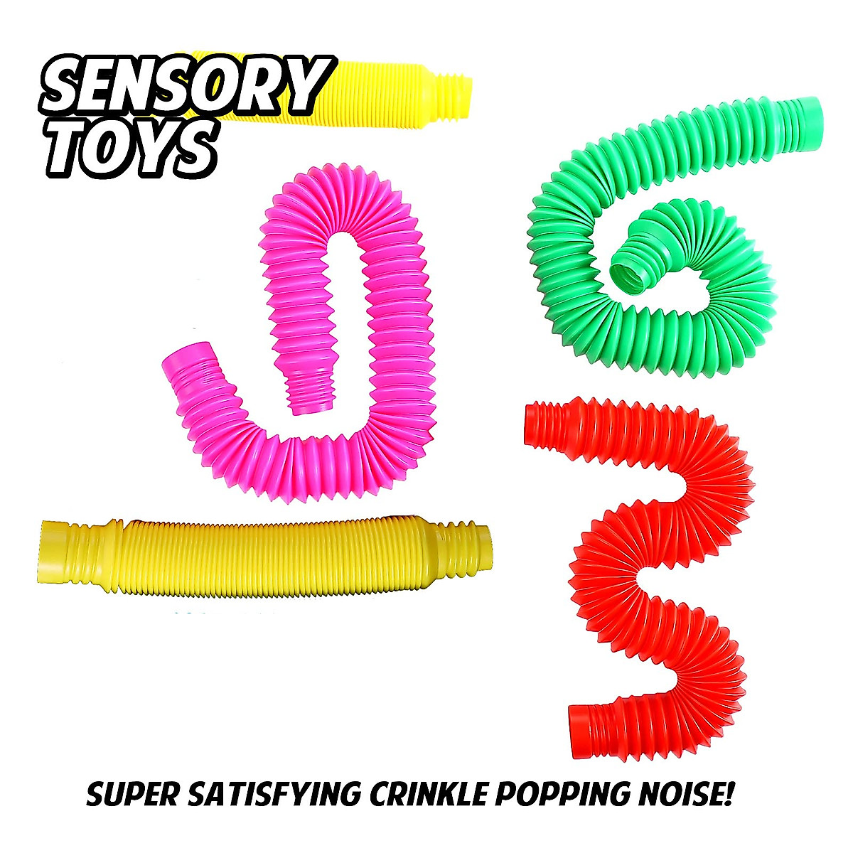 Pop Multi-Color XL Stretch Tubes Sensory Toy for Toddler Kids Learning Toys - 4 Pack