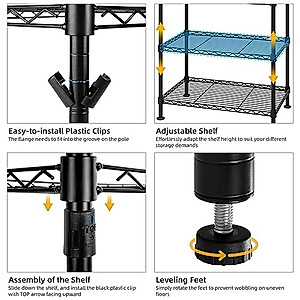 Wekity Wire Garment Rack Heavy Duty Clothes Rack，Closet Organizer Metal Garment Rack Portable Clothes Hanger Home Shelf Fabric Drawers，Freestanding Closet Wardrobe (Black)
