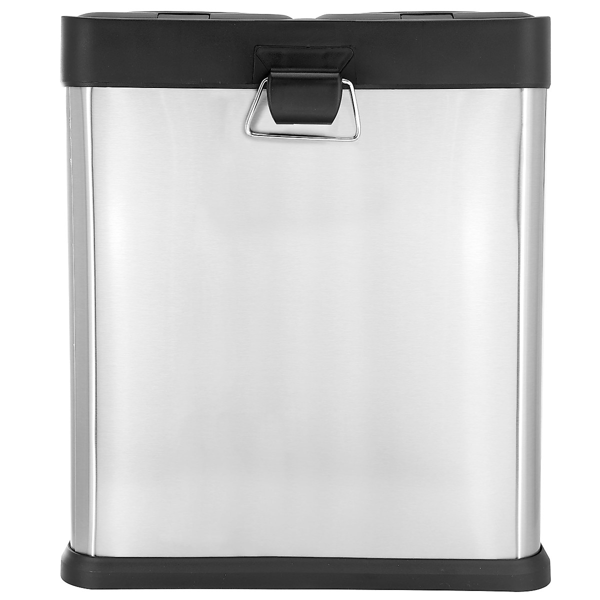Elama 2 Section Trash and Recycling Bin in Stainless Steel with Slow Close Mechanism and Removable Inner Lining (Two 8 Gallon Section)