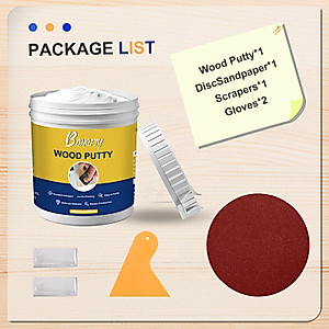 BONAFTY Wood Filler, Wood Filler Paintable, Wood Repair Putty Stainable, Quick Drying, Repairs Holes, Cracks, Chips in Wood Furniture, Outdoor Wood Furniture Repair Kit, 9.87 Oz, White