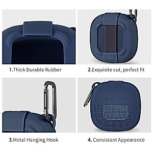 Aotnex Silicone Case for Bose SoundLink Micro Bluetooth Speaker, Super Soft Waterproof Shockproof Cover with Portable Metal Hook Fits Bose Micro Speaker for Secure Outdoor Protection(1 Pack) (Blue)