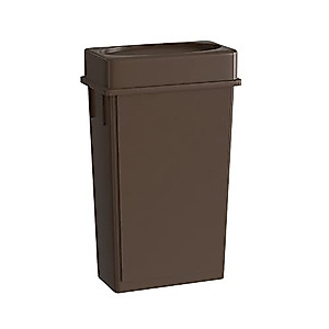 Krollen Industrial 23 Gallon Brown Slim Jim Trash Can with Drop Shot Lid