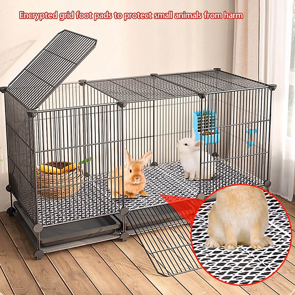 Guinea Pig Cage Bunny Cages Small Animal Cage Foldable Rabbit Cage Hutch with Pull Out Tray and Caster Platform for Ferret Chinchilla (Size : 42.9)
