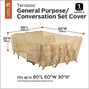 Classic Accessories Terrazzo Water-Resistant 80 Inch Conversation Set/General Purpose Patio Furniture Cover, Patio Furniture Covers
