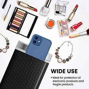 Fuxury Black Bubble Mailers 4x8 Inch 100 Pack, Waterproof Padded Envelopes Self Seal Bubble Envelopes, Padded Mailers for Small Business, Envelope Mailers Bulk#000