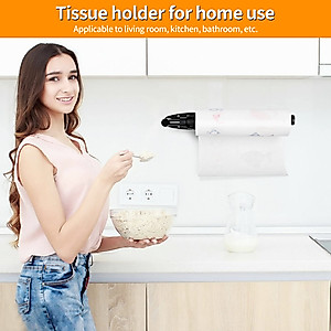 Paper Towel Holder, Under Cabinet Paper Towel Holder, Paper Towel Stand with Damping Effect, Paper Towel Holder can be Self- Adhesive or Drilled for Kitchen, Bathroom.