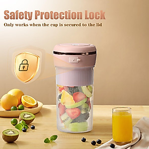 CHIDOYII Portable Blender, Personal Blender for Shakes, Fruits, 450 ML Mini Blender with 6-Blade, for Sports, Travel, Kitchen(Pink)