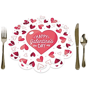 Big Dot of Happiness Happy Galentine’s Day - Valentine’s Day Party Round Table Decorations - Paper Chargers - Place Setting for 12