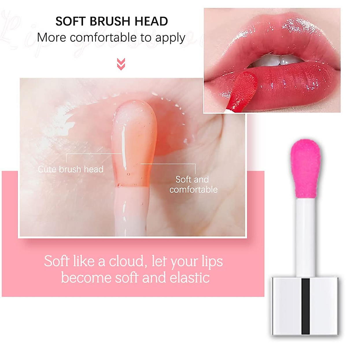 Plumping Lip Oil, Hydrating Lip Gloss Tinted Lip Balm Lip Care Transparent Toot Lip Oil, Long Lasting Nourishing Lip Glow Oil Non-sticky Big Brush Shine Moisturizing Primer Lip Tint (015# Cherry)