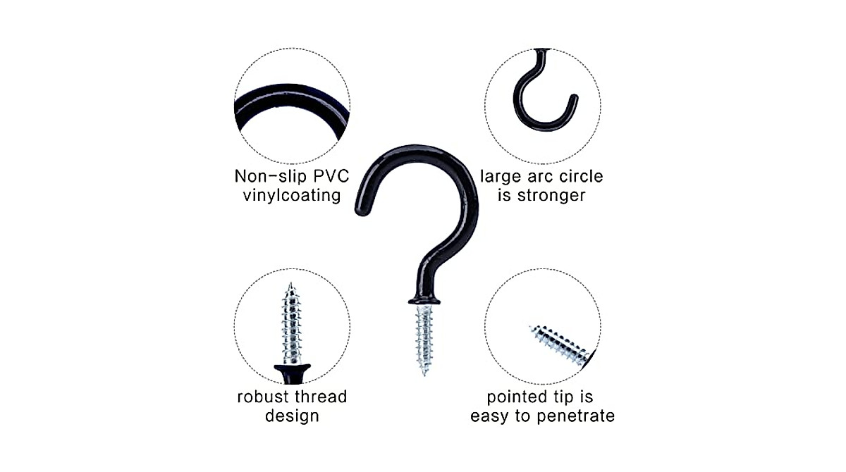 30pcs Vinyl Coated Ceiling Hooks for Hanging Plants