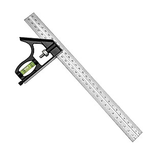 LYFJXX 12" Combination Square, 45-90 Degree Marking, Carpentry Woodworking Measure Tools, Combination Square Set, Metal Ruler Framing Square T Ruler Framing Square, Metal Square