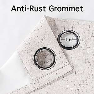 Flamingo P 100% Blackout Curtains Textured Linen Curtains for Bedroom Energy Saving Window Treatment Grommet Burlap Curtain Drapes Thermal Insulated White Liner, 2 Panels, 52 x 108 Inch, Ivory