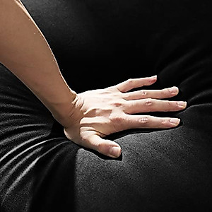 QYSMT 62inch Velvet Square Arm Loveseat，Velvet Cover Modern Design Couch,with Gold-Finished Metal Legs, with 500 LB Load, 62'' x 30.7'' x 32.7''Tools-Free Assemble (Black) (LHSC18)