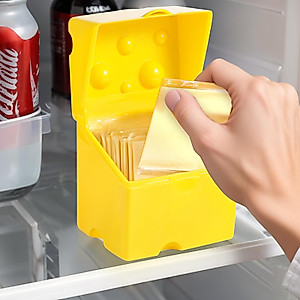 MAQUITA Sliced Cheese Container for Fridge, 2 PCS Cheese Storage Box with Flip Lid Plastic Cheese Keeper Cheese Saver Holder