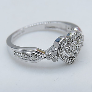 Dazzlingrock Collection 0.35 Carat (ctw) Round White Diamond Heart Promise Ring for Women in 925 Sterling Silver Size 7