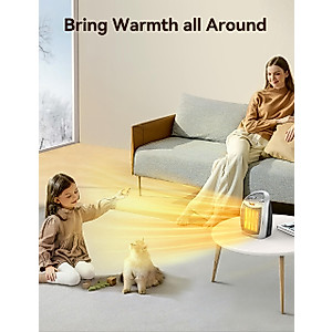 Portable Electric Space Heater with Thermostat, 1500W/750W Safe and Quiet Ceramic Heater Fan, Heat Up 200 Square Feet for Office Room Desk Indoor Use