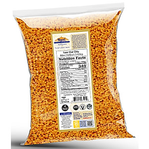 Rani Toor Dal (Split Pigeon Peas) Oily, 128oz (8lbs) 3.63kg Bulk ~ All Natural | Gluten Friendly | NON-GMO | Vegan | Indian Origin