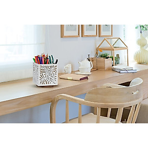 AHUONEL 360° Rotating Kitchen Utensil Holder for Countertop, Wooden Utensil Organizer Cutlery Holder, Utensil Caddy Utensil Crock, Silverware Flatware Organizer for Spoons, Knives, Forks, 5.5" x 6.3"