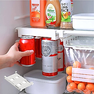 Hanging Soda Can Organizer for Refrigerator Adjustable Stacking Can Dispenser More Space Save Standard Cans Holder Storage for Fridge