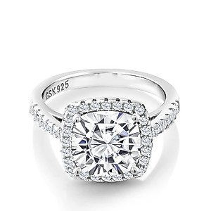 Gem Stone King 925 Sterling Silver Personalized Customized Build Your Own 8MM Cushion Cut Birthstone Engagement Ring For Women Available In Size 5, 6, 7, 8, 9