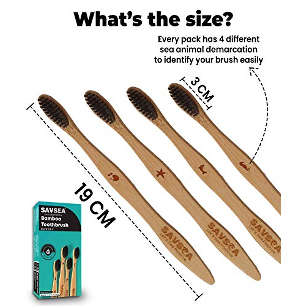 SAVSEA Bamboo Toothbrush with Soft Medium Bristles for Men & Women, (8 Toothbrushes)