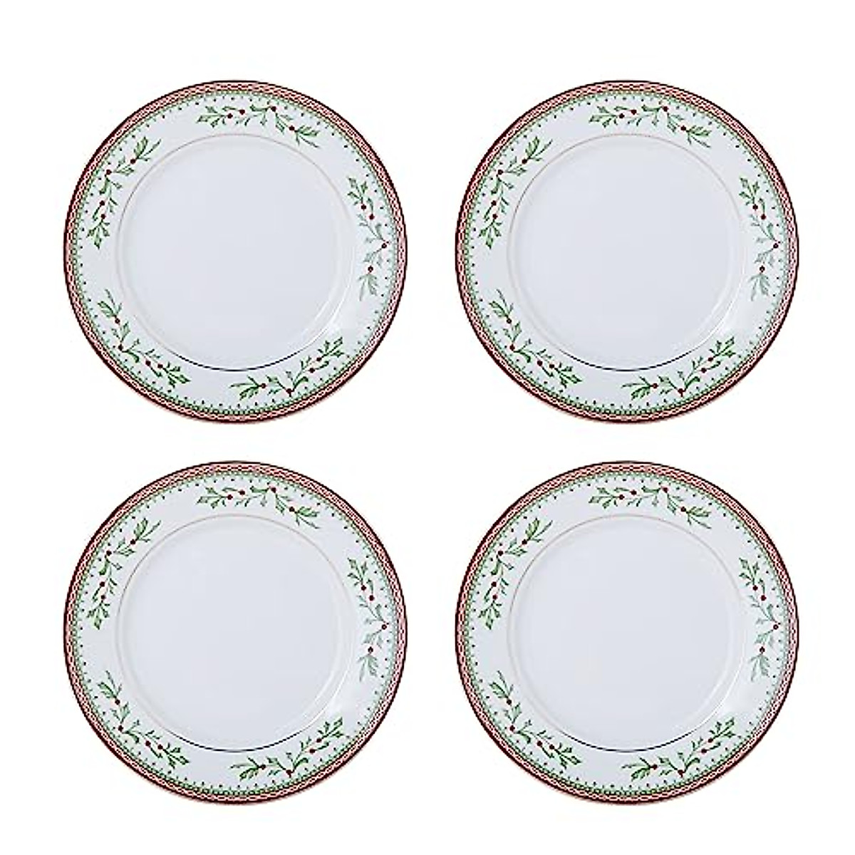 Mikasa Holiday Traditions Dinnerware Set with Mugs (16 Piece), Green, White