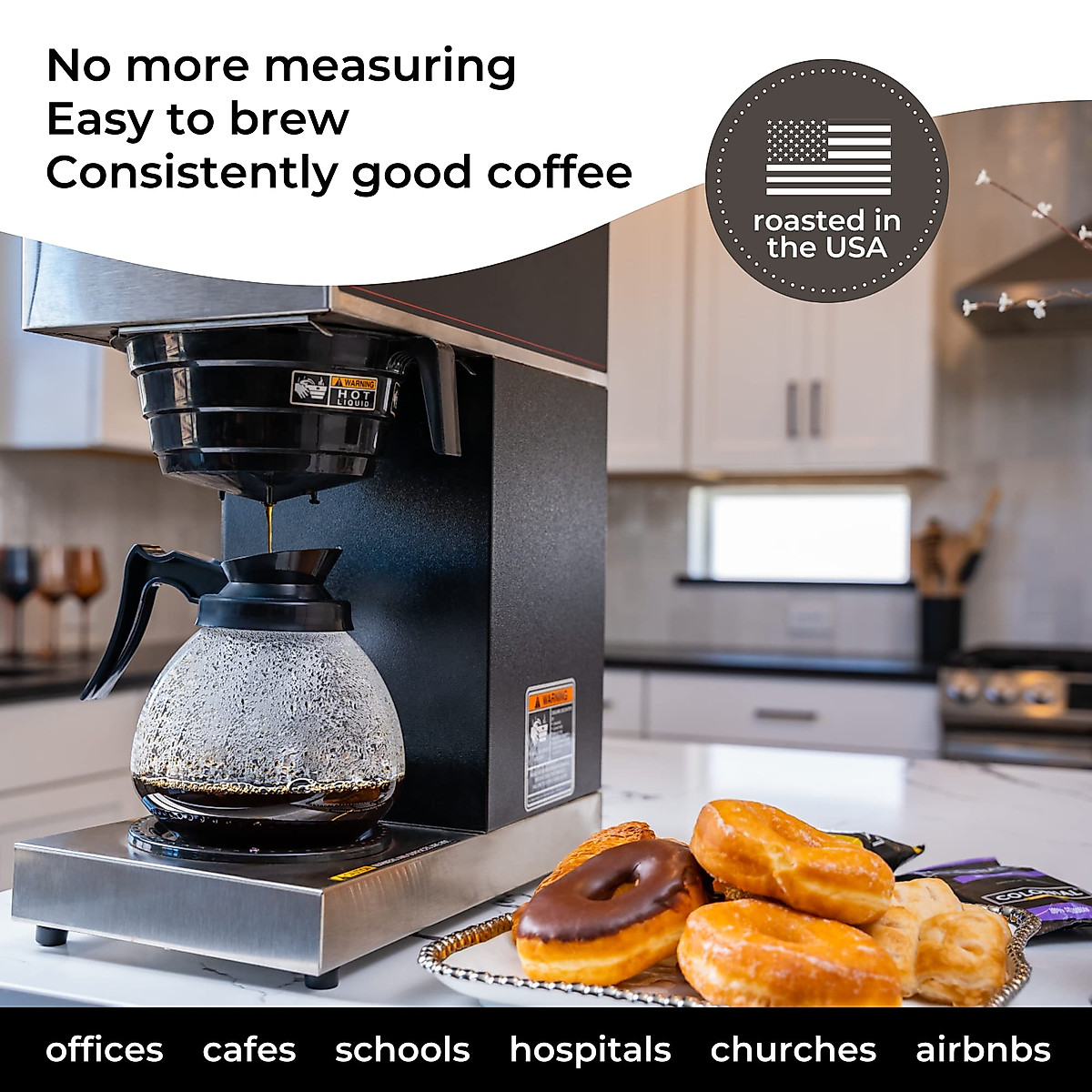 Colonial Coffee Packets, Pre Ground Coffee Packs, French Vanilla Flavored Coffee, Bulk Single Pot Bags for Drip Coffee Makers, (2.5 oz Bags, Pack of 32)