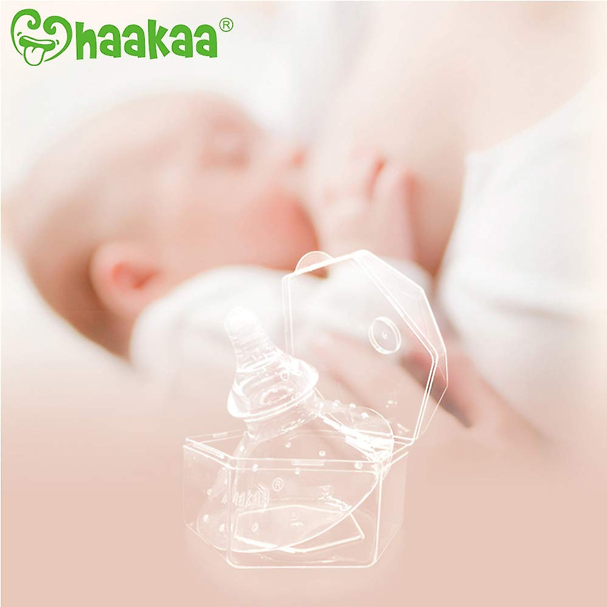 haakaa Nipple Shield Breastfeeding with Carry Case Using for Protects Sore Cracked Nipples Flat Inverted and Latch On Difficulties to Help Mums Continue Breastfeeding,1 pc (Round Shape)