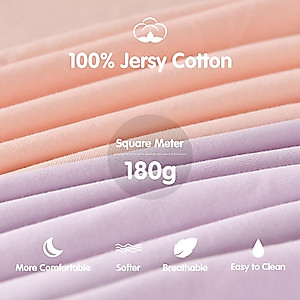 MEILA Bassinet Fitted Sheets Compatible with Chicco LullaGo Anywhere Portable | LE Bassinet, 100% Jersey Cotton Beside Bassinet Sheet for Baby Girl, Pack of 2, 32x16 (Light Pink+Lilac)