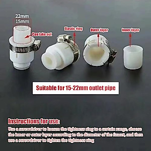 WSDMAVIS 5Pcs 360° Rotatable Universal Faucet Adapter Anti-Splash Threadless Faucet Aerator Connector for Kitchen Bathroom Home Use for 15-22mm Outlet Pipes