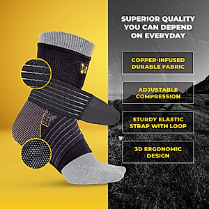 Ankle Brace for Women and Men - Ankle Compression Brace with Adjustable Straps, Ankle Sprain Braces, Arch Support Brace for Sprained Ankle, Achilles Tendon Support Plantar Fasciitis Relief, Medium