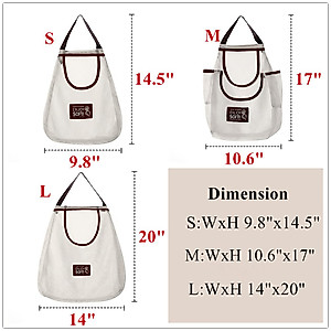 3PACK Mesh Reusable Bag Mesh Bags Hanging Storage Onion Holder Portable Washable Cotton Mesh String Organic Organizer|Mesh produce bags|Eco friendly Over the Door Pantry Organizer (3PACK-Beige)