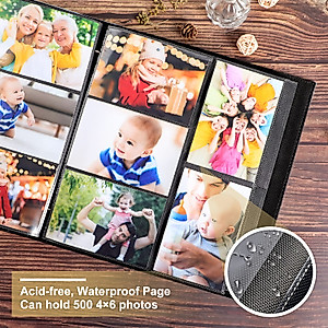 Ywlake Baby Photo Album 4x6 500 Pocket Pictures, Leather Cover Newborn Shower Girl Bebe Album Holds 500 Horizontal Vertical Photos Pink