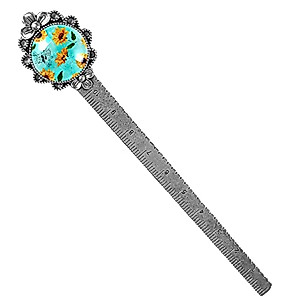 Long Metal Bookmark,Vintage Book Marks for Gift,Watercolor Sunflowers Bookmarks for Women and Men Book Markers