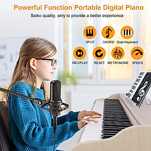 ZHRUNS Digital Piano,88 key Weighted Keyboard Piano,Heavy Hammer Keyboard Sustain Pedal, Power Supply,USB Connecting and Audio Input/Output for Beginner & Professional