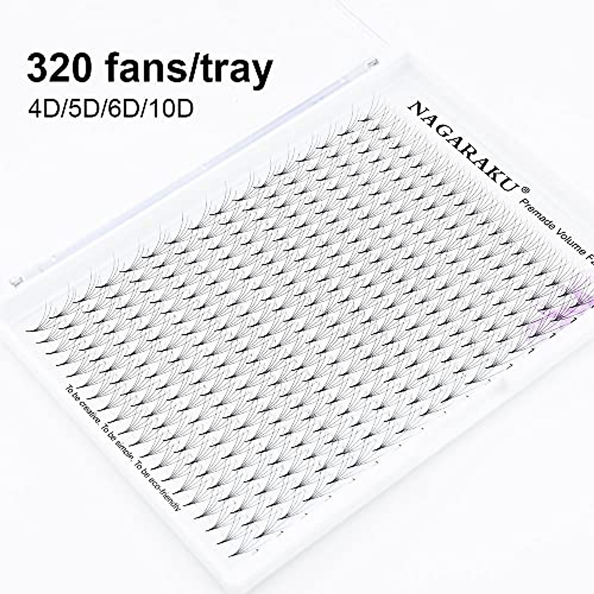 NAGARAKU Premade Fans Eyelash Extensions 320 Fans 5D Volume 0.07mm D curl 9-14mm Mix Tray Sharp Narrow Stem Clusters Thin Pointy Base Russian Pre Fanned Fluffy Matte Black