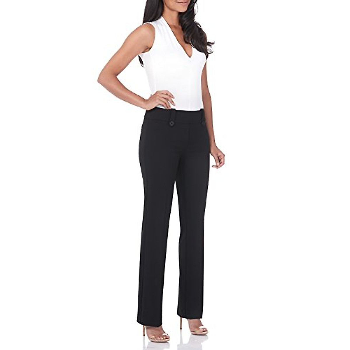 Rekucci Womens Smart Desk to Dinner Stretch Bootcut Pants w/Tummy Control (Black, 8)