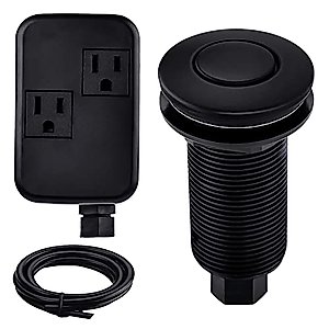 SINKINGDOM SinkTop Air Switch Kit with Mtte Black Long Button(Brass Cover) for Garbage Disposal