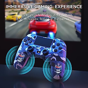 ASLDPUO 2 Pack Wireless Controller Compatible with Playstation 4/Slim/Pro/PS4，with Double Shock/Stereo Headset Jack/Touch Pad/Six-axis Motion Control