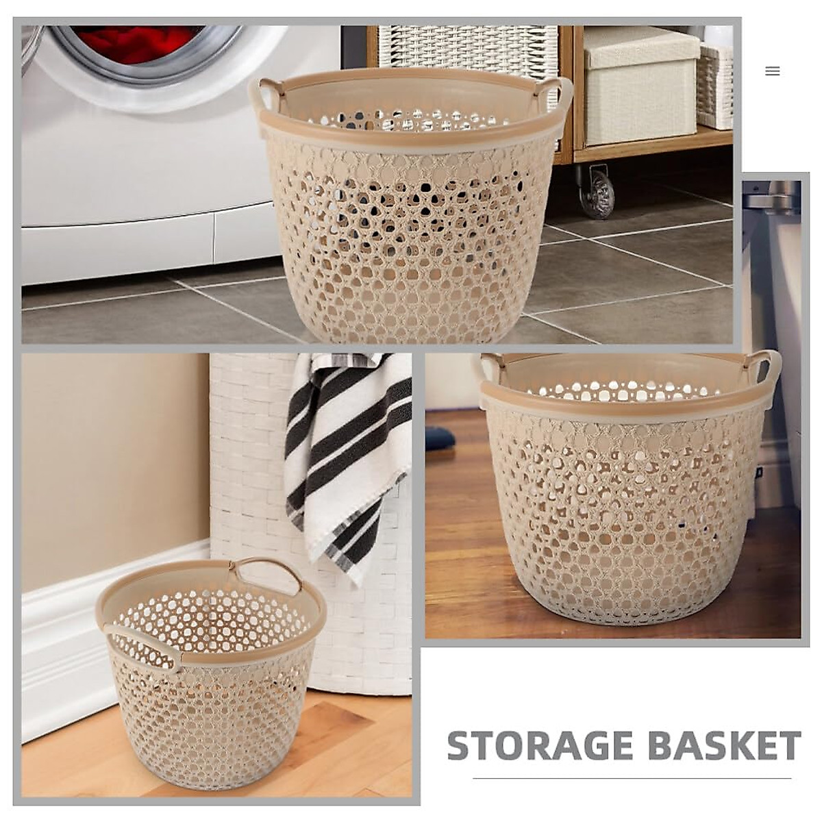 Zerodeko Flexible Laundry Basket, Plastic Laundry Baskets with Handle, Laundry Hamper Hollow Dirty Clothes Hamper Ventilated Clothes Basket Portable Round Bin for Laundry