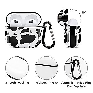 Cow Airpods 3rd Generation Case with Keychain Protective Airpods 3 Case Cover Airpods Gen 3 Case Cute Compatible with Apple Earpods,Gifts for Women Men Him Girls