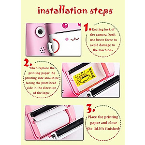 Zeerkeer Instant Print Camera for Kids 1080P HD Children Selfie Video Digital Camera with 2.4'' IPS Screen and 32GB TF Card for 3-12 Years Boys Girls Gift (Pink)
