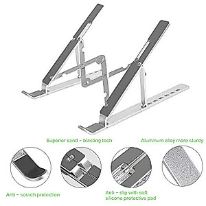 M JJYPET Laptop Stand for Desk , Aluminum Computer Stand Holder, Ergonomic Anti-Slip Laptop Riser for Desk, Adjustable Notebook Stand for Laptop Compatible up to 17 inches,Foldable, Portable