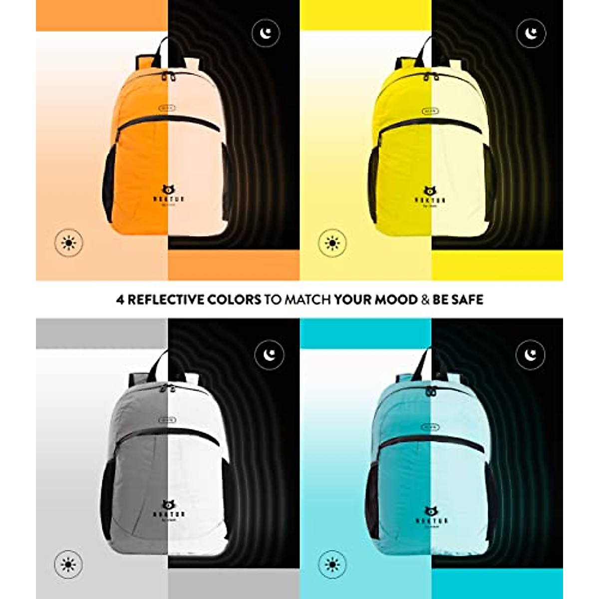 VIEM Reflective Backpack for Men and Women, Sport and Casual for Everyday Use, Travel Backpack, Foldable, Motorcycle Safety